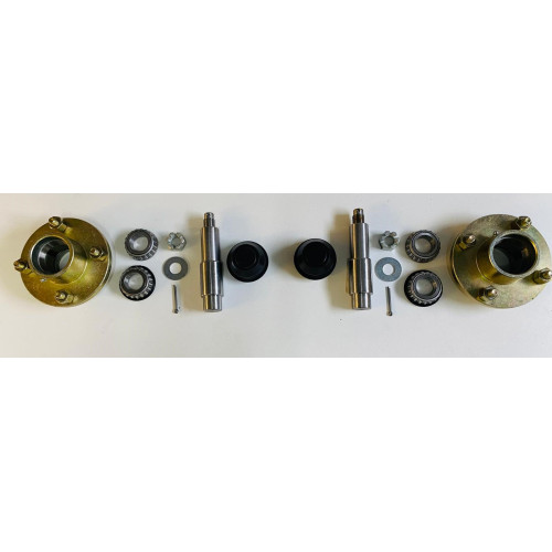 TRAILER TROLLEY WHEEL HUBS & EXTENDED STUB AXLES 4" PCD INCLUDES CASTLE ...